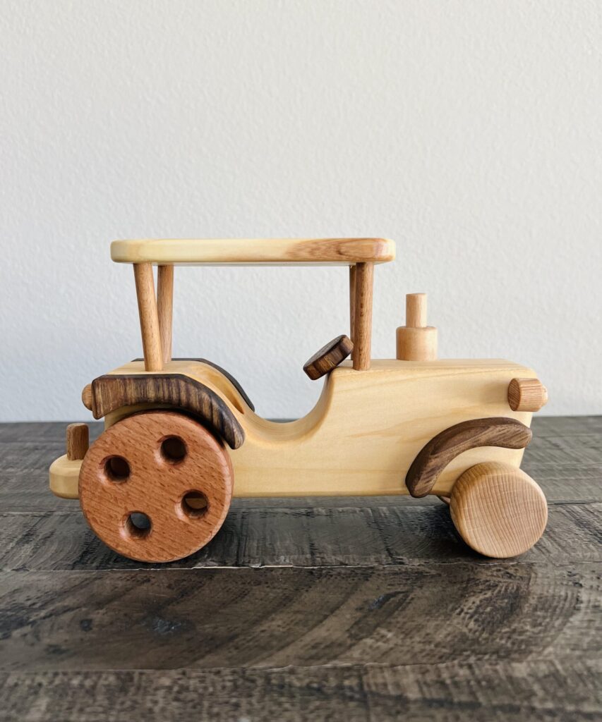 Handmade wooden Tractor with trailer - OakPineToys